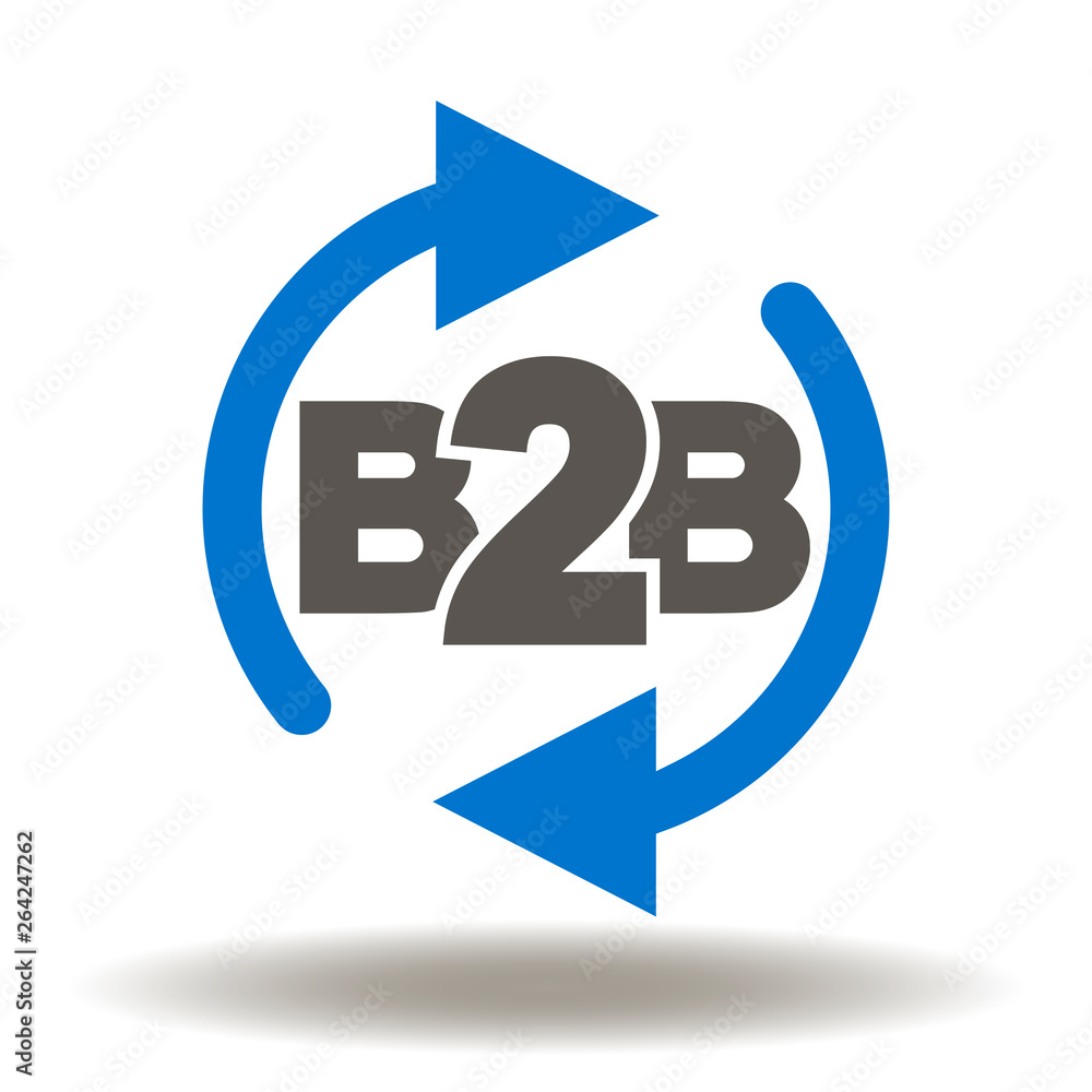 B2B round arrows icon vector. Modern business to business process logo ...