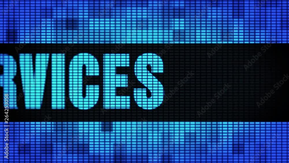 Cloud Services Front Text Scrolling on Light Blue Digital LED Display ...