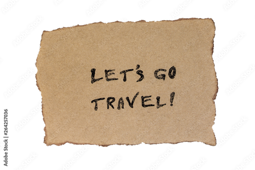 lets go travel text words, craft card, isolated Stock Photo | Adobe Stock