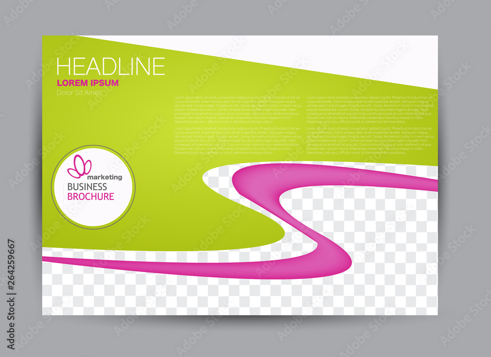 Pink and green landscape wide flyer or brochure template. Billboard ...