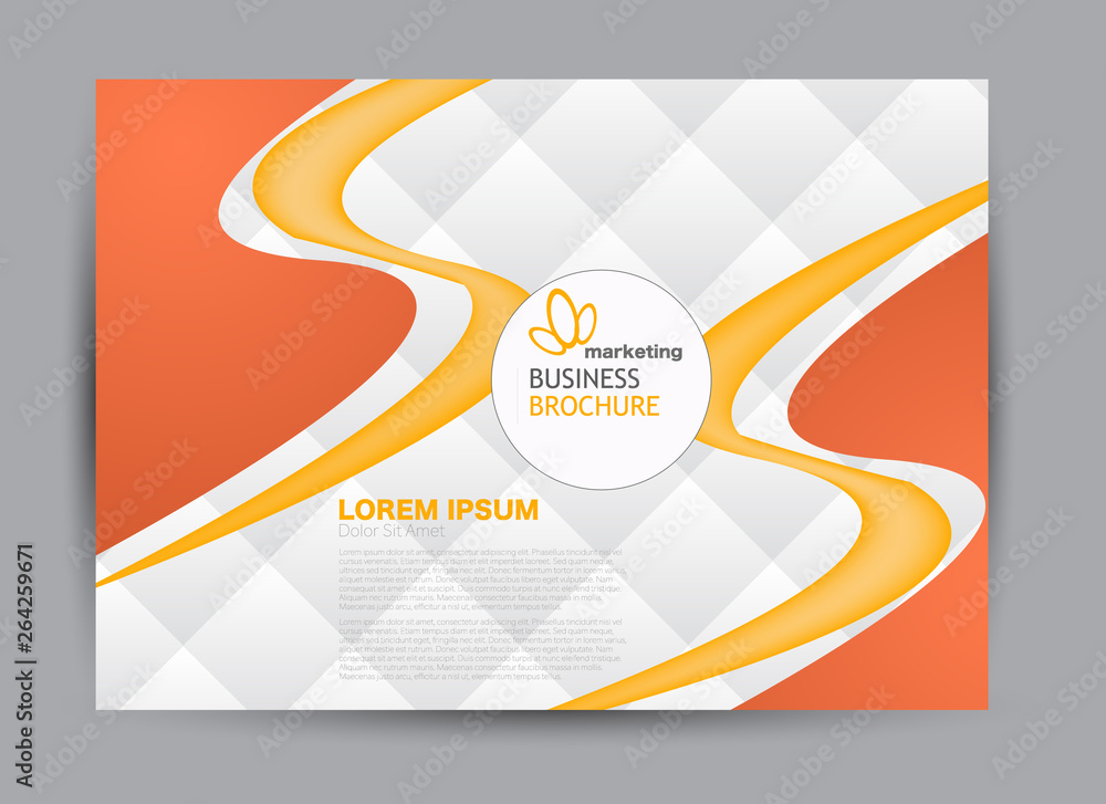 Orange landscape wide flyer or brochure template. Billboard abstract ...