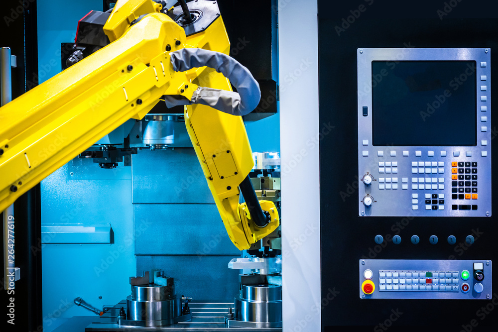 Welding robot manipulator. Industrial welding robots are the ...