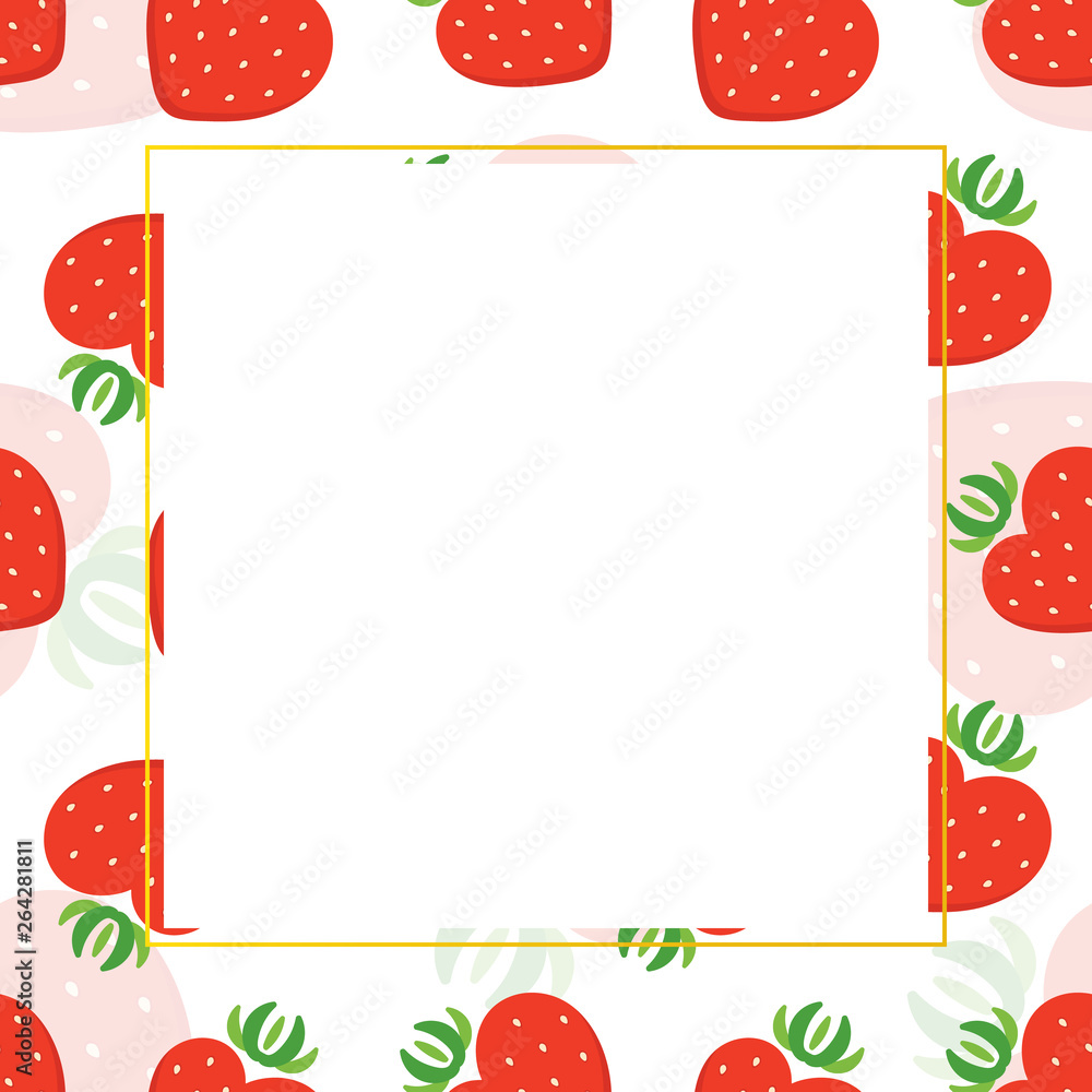 Cute cartoon strawberry in the shape of the heart pattern background ...