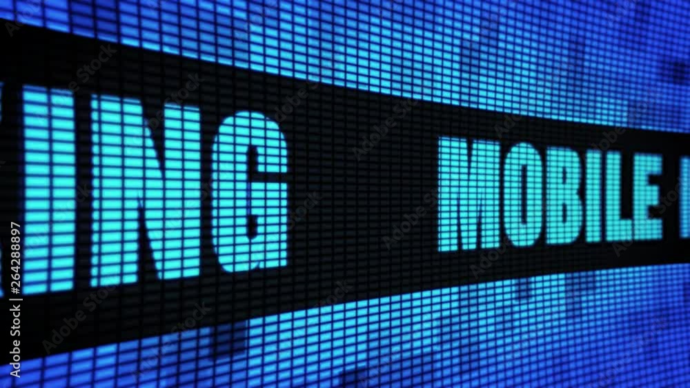 Mobile banking Side Text scrolling on Light Blue Digital LED Display ...