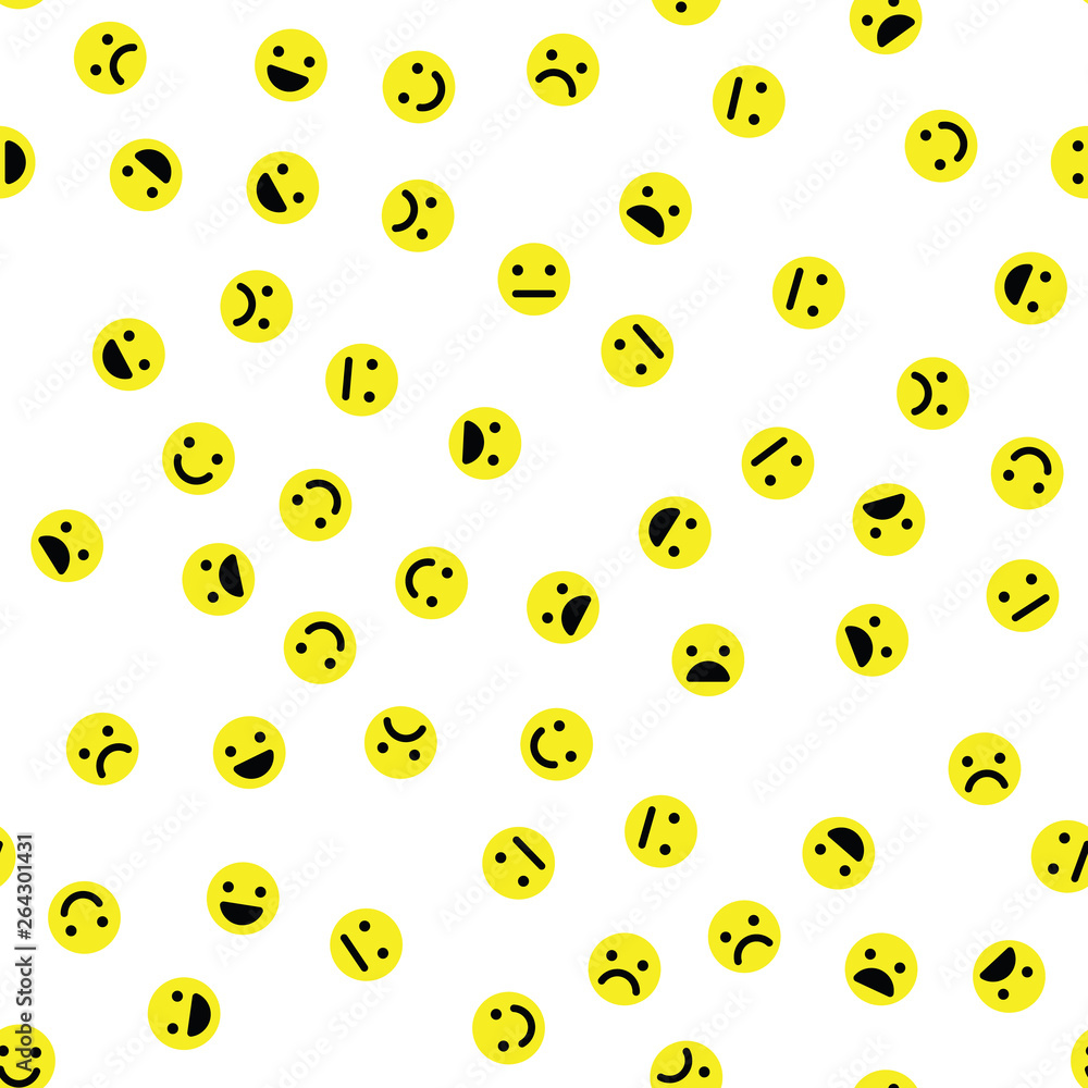 Emoji seamless pattern background. Simple yellow emoticons. Vector ... Emoji seamless pattern background. Simple yellow emoticons. Vector ...