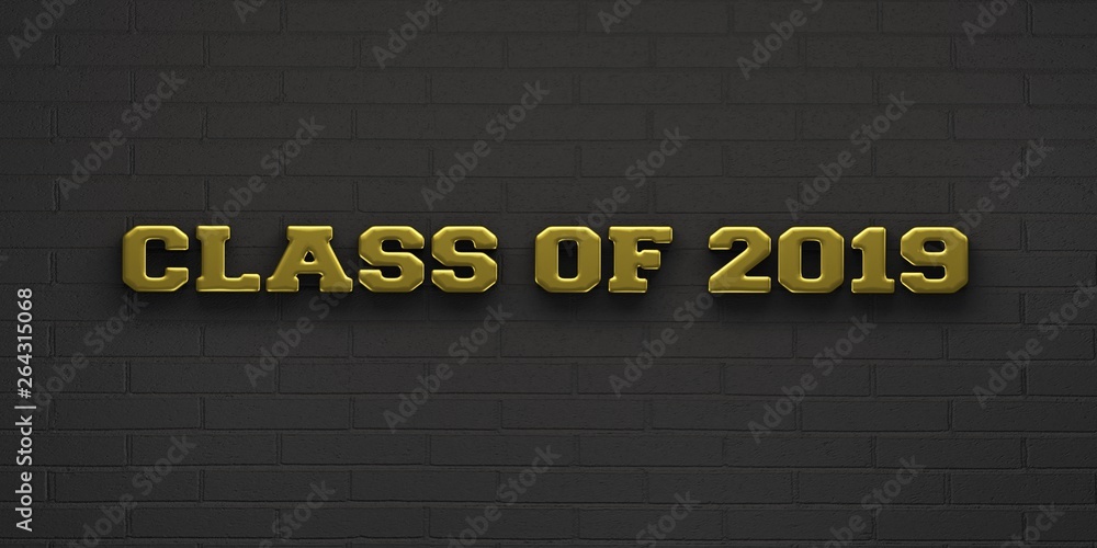 Class of 2019 Gold Sign. 3D Render Illustration Stock Illustration ...