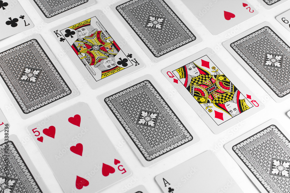 Playing Cards Queen card and back white background mockup Stock Photo ...