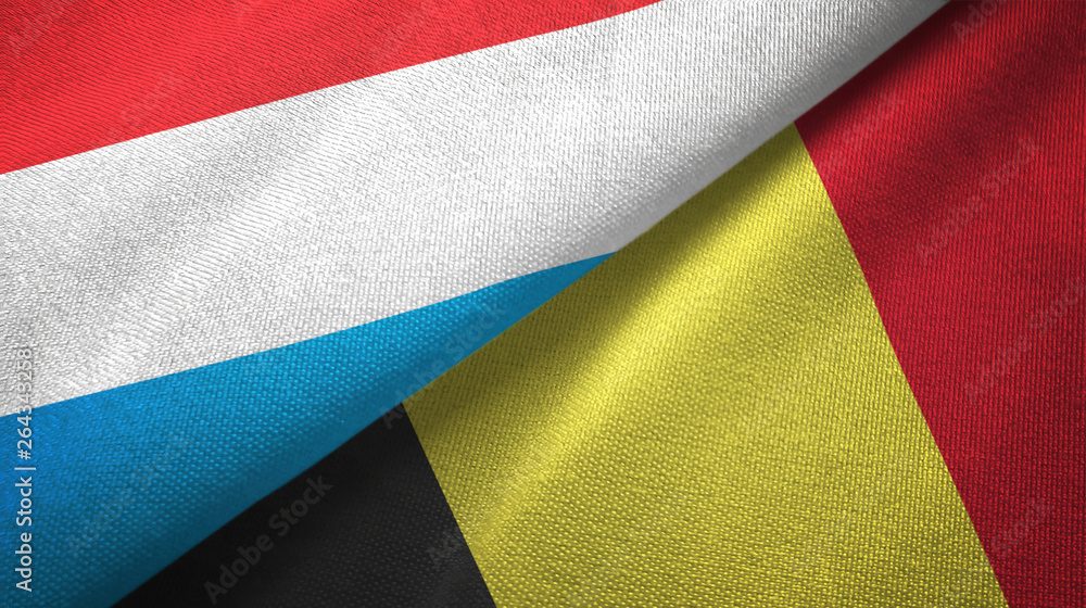 Luxembourg and Belgium two flags textile cloth, fabric texture Stock ...