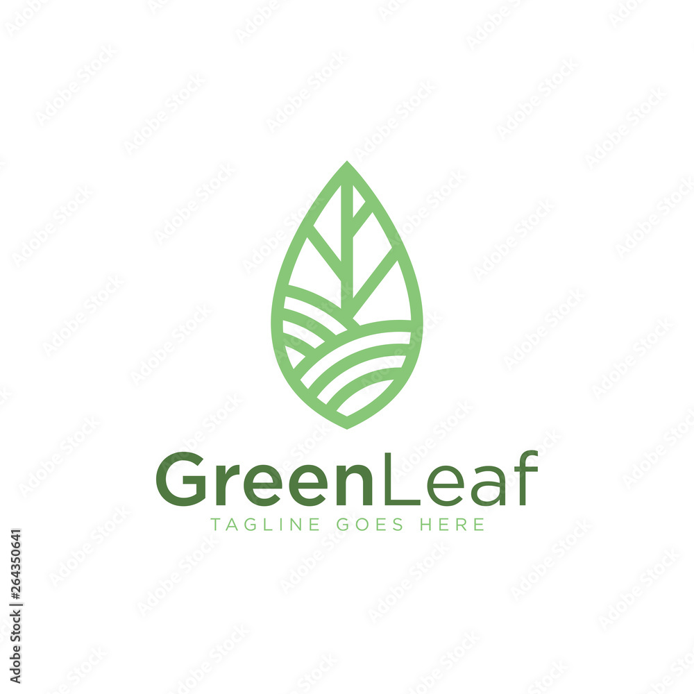 Green Leaf logo - Vector logo template Stock Vector | Adobe Stock