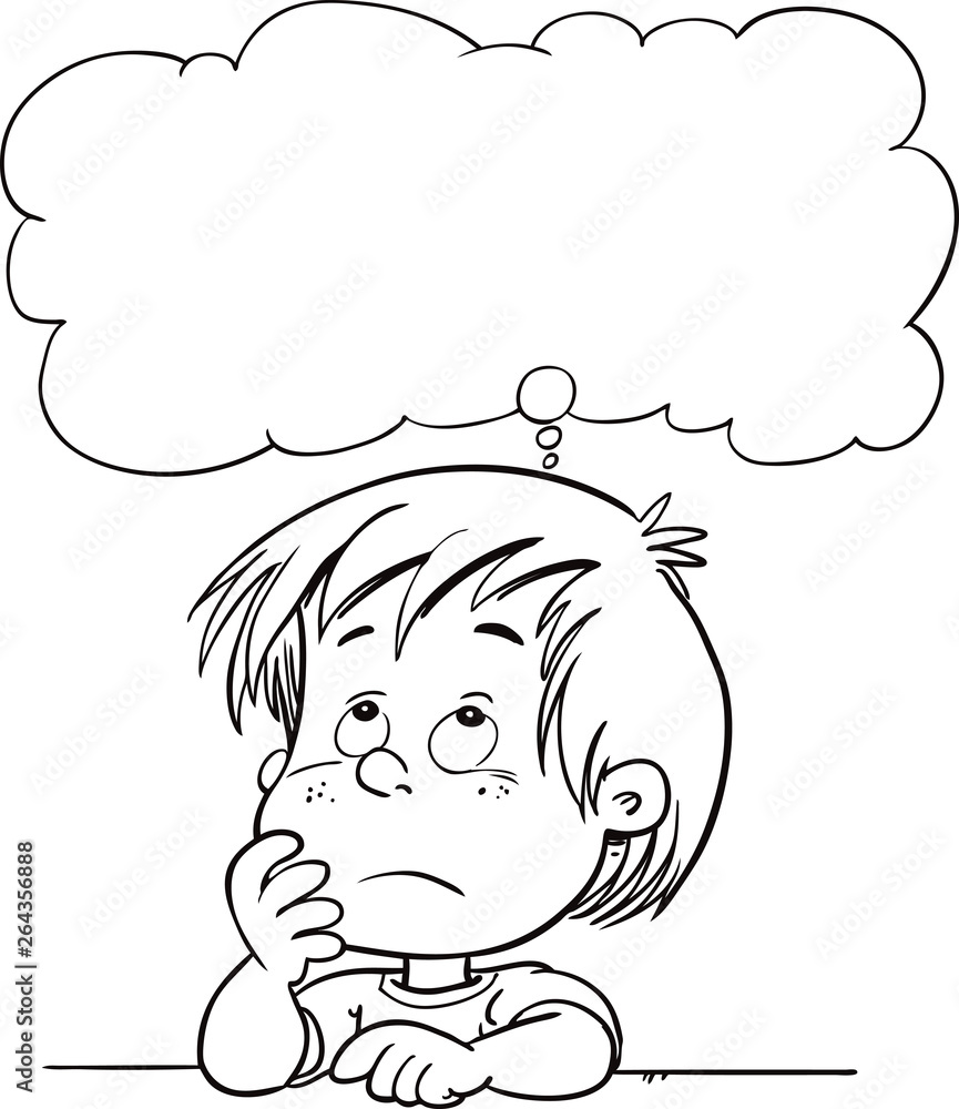Vector Illustration Of Cartoon Boy Thinking Download - vrogue.co