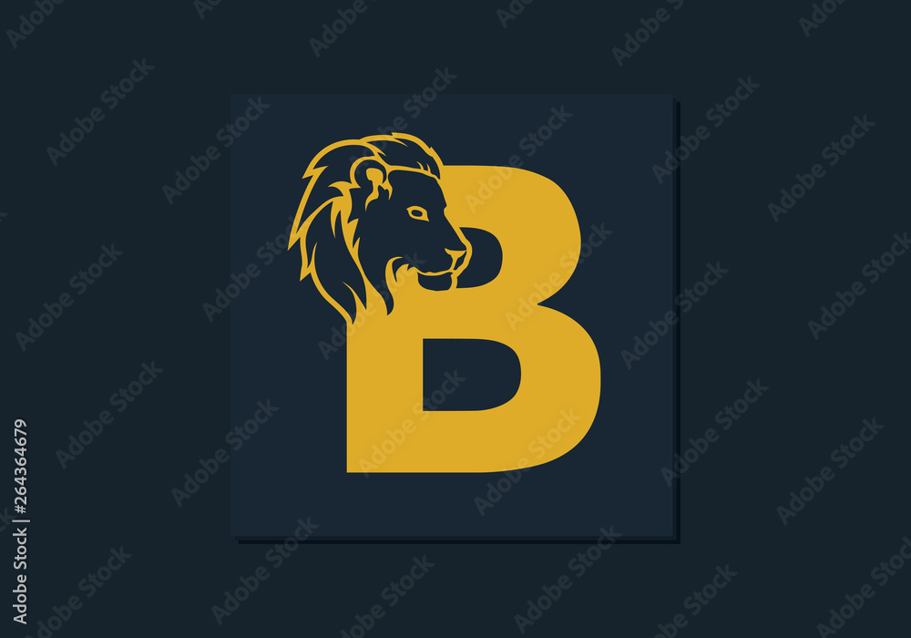 Lion head inside letter B. Abstract, creative emblem for logotype ...