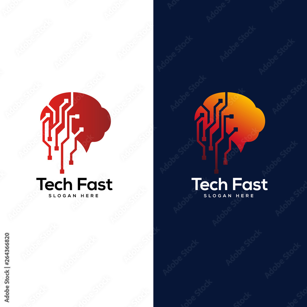digital brain logo designs template, smart technology logo designs ...