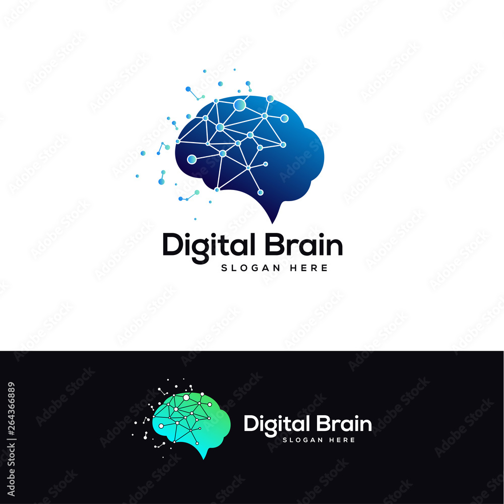 digital brain logo designs template, smart technology logo designs ...