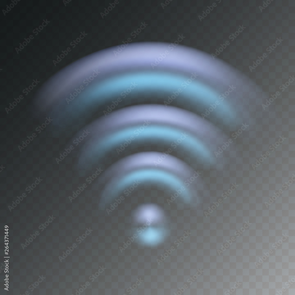 Neon wi-fi sign isolated on transparent background. Vector wifi icon ...
