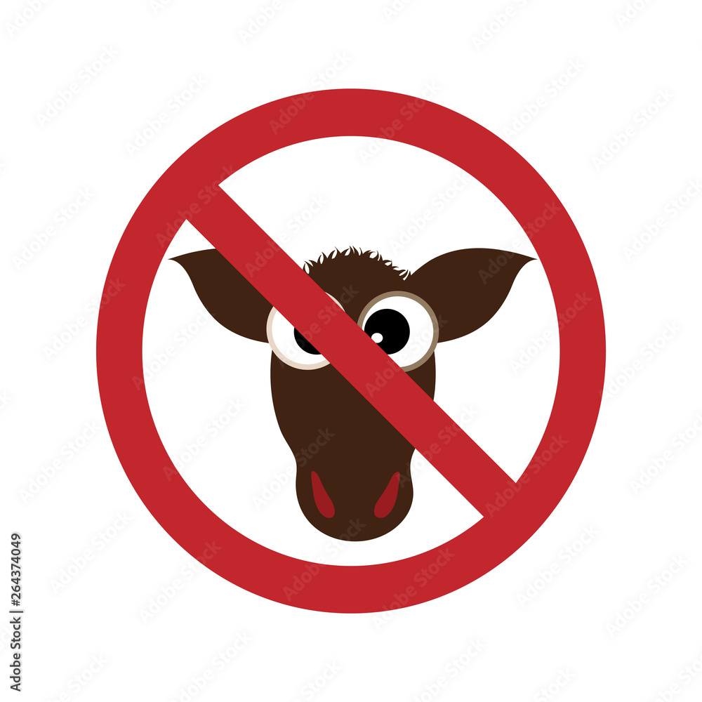 Vector illustration of cow ban mark on a white background. Symbol of ...