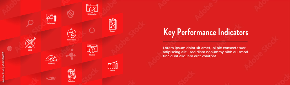 KPI - Key Performance Indicators Web Header Banner and Icon set Stock ...