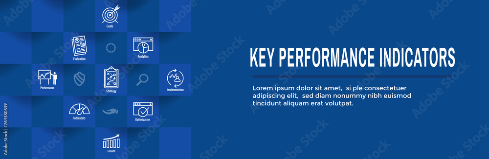 KPI - Key Performance Indicators Web Header Banner and Icon set Stock ...