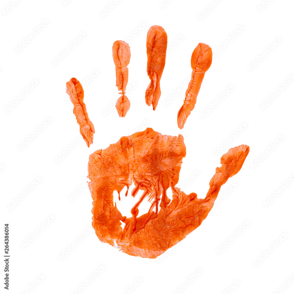 Bloody palm print isolated on white background. Horror scary red ...