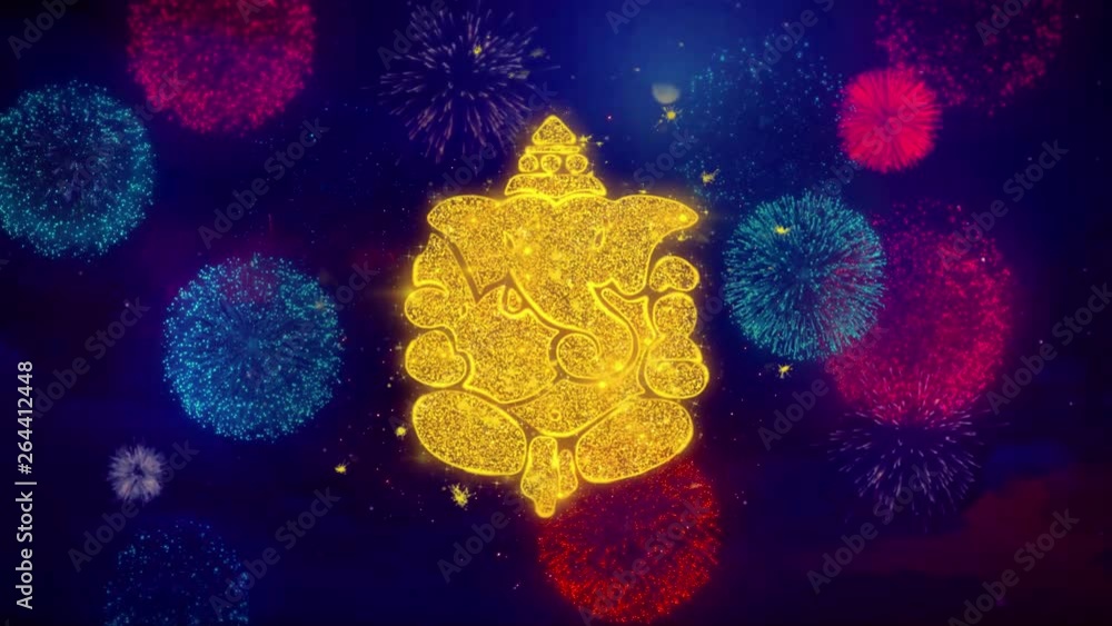 Diwali Lord Ganesh Greeting Text with Particles and Sparks Colored ...