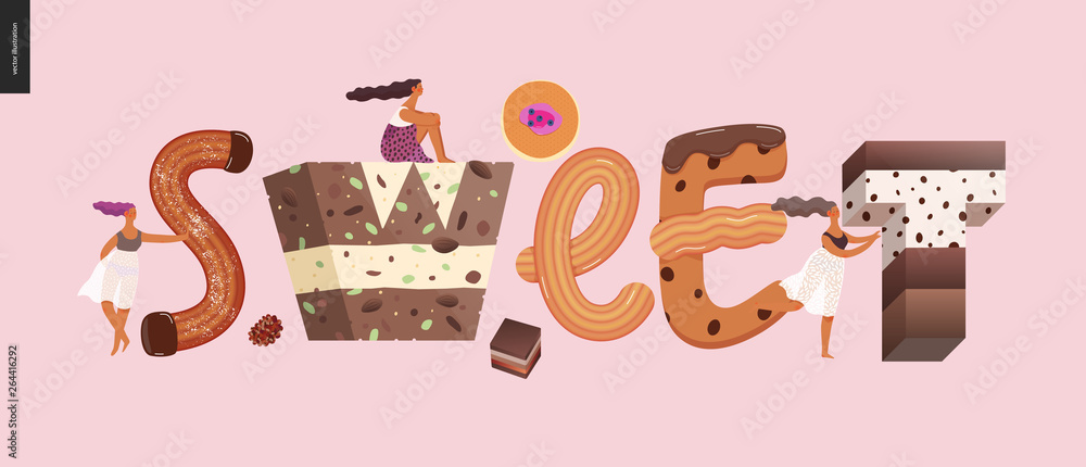 Dessert lettering - Sweet - modern flat vector concept digital ...