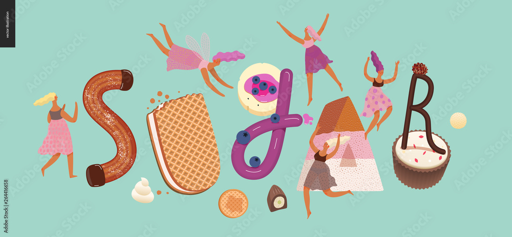 Dessert lettering - Sugar - modern flat vector concept digital ...