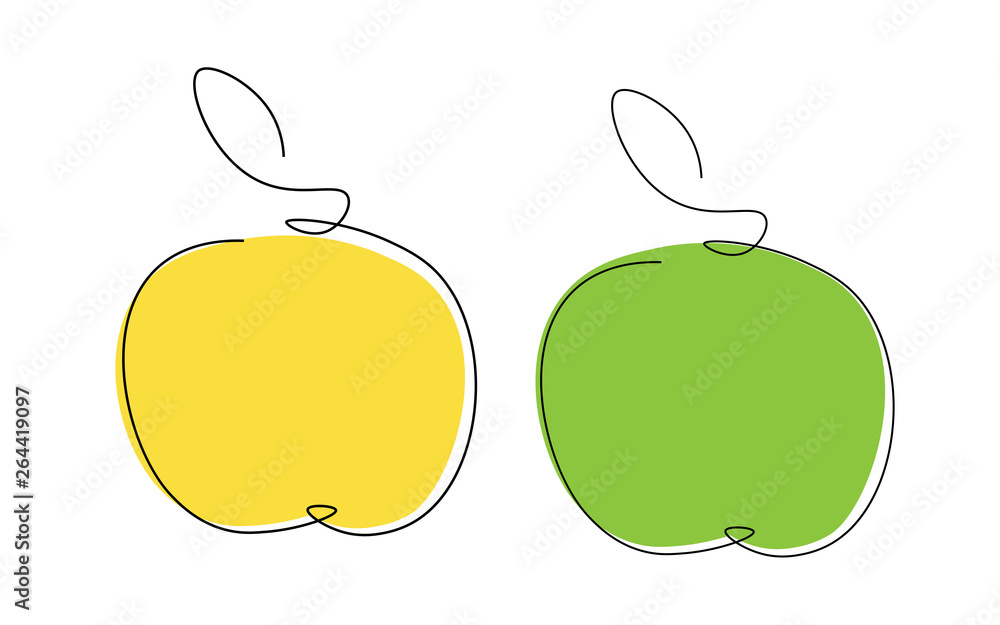 Apple fruit green one line drawing vector illustration Stock Vector ...
