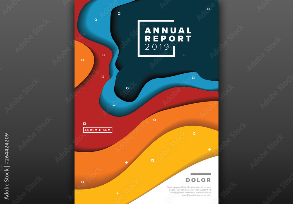 Report Cover with Rounded Abstract Designs Stock Template | Adobe Stock
