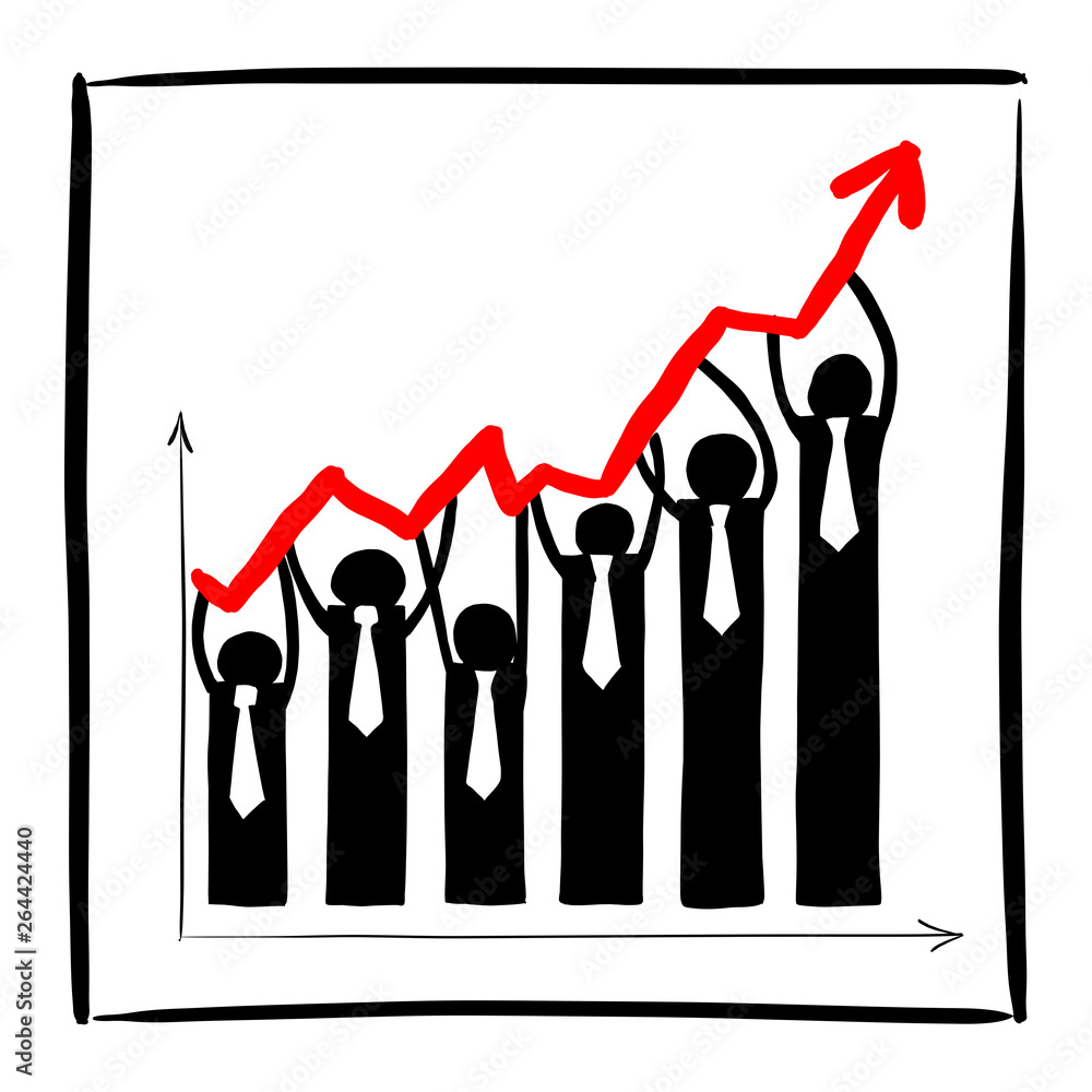silhouette businessman in chart form raising red graph arrow vector ...