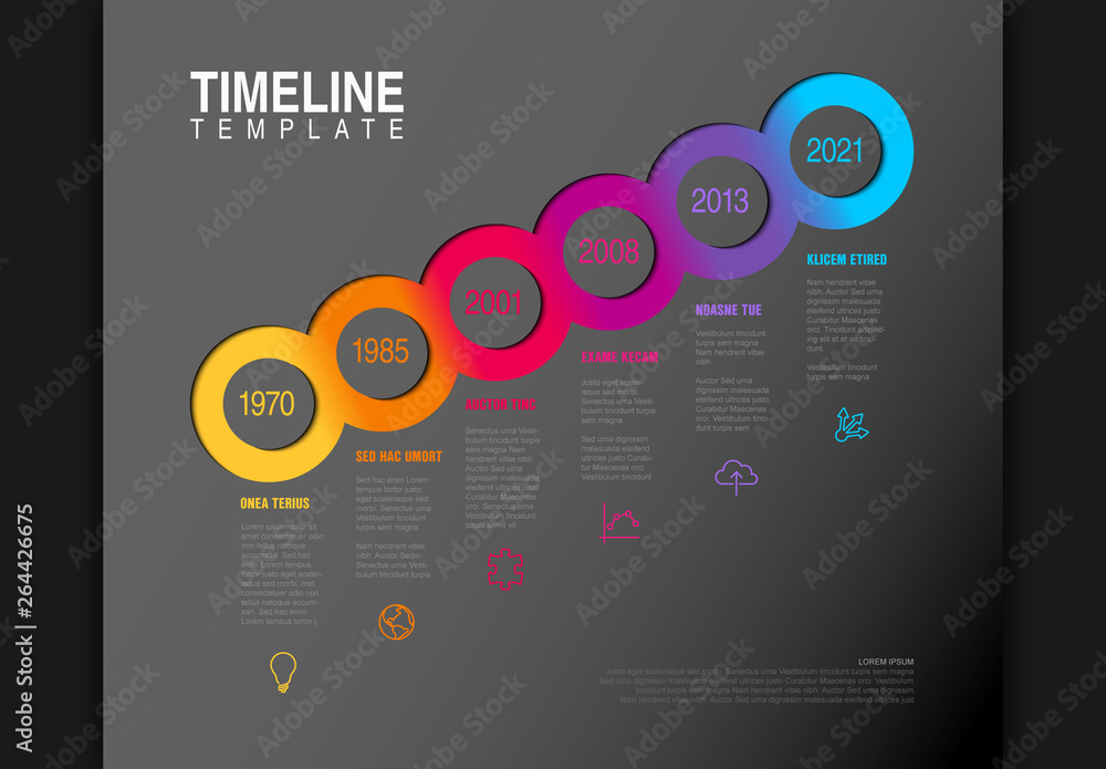 Colorful Milestones Timeline Infographic Layout Stock Template | Adobe ...