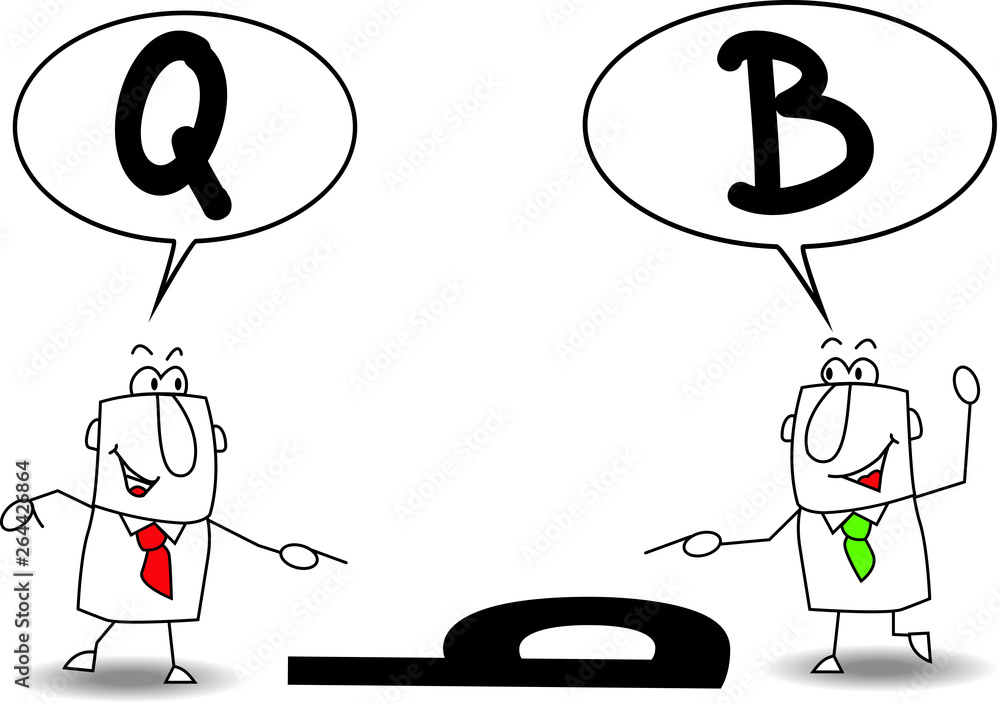 Vetor de The different point of view. Joe and john are disagree and ...