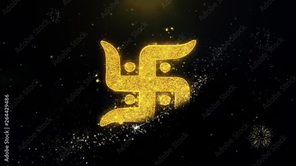 Swastika Symbol Written Gold Glitter Particles Spark Exploding ...