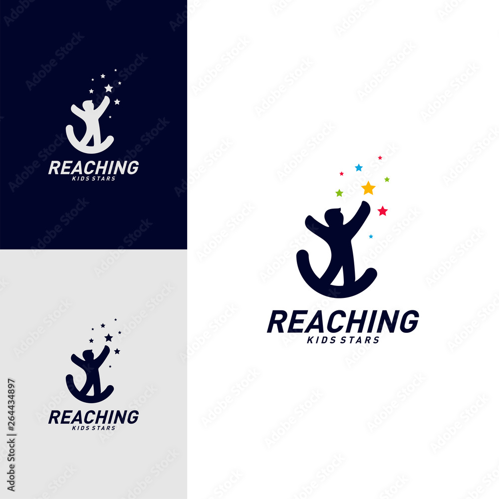 Children Stars Logo Design Concept. Reaching Dream star logo. Colorful ...
