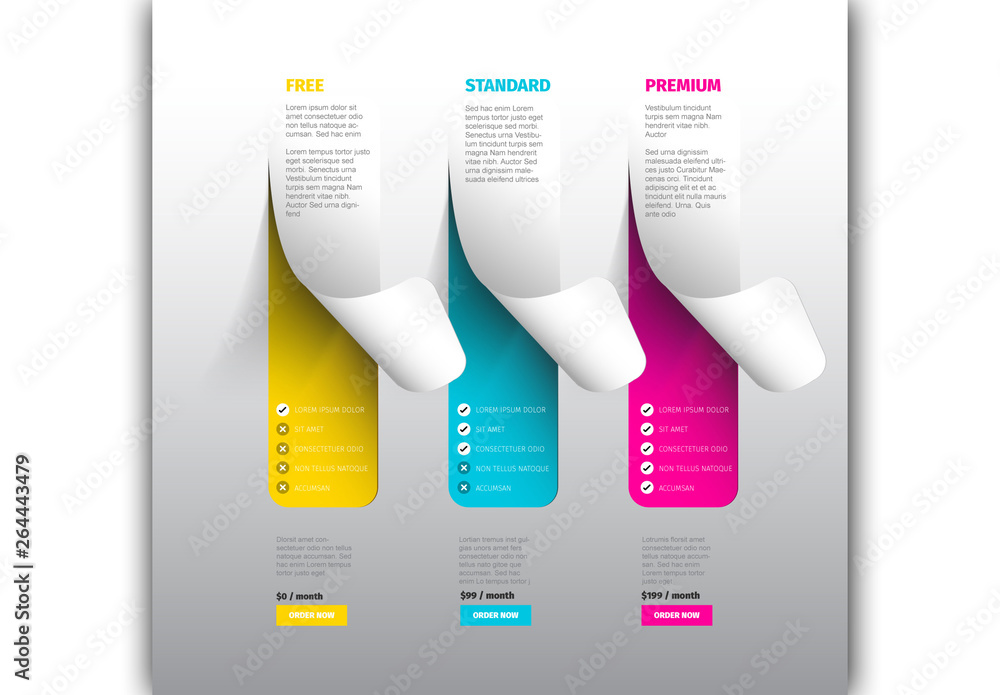 Product Plan Price Comparison Layout with Sticker Elements Stock ...
