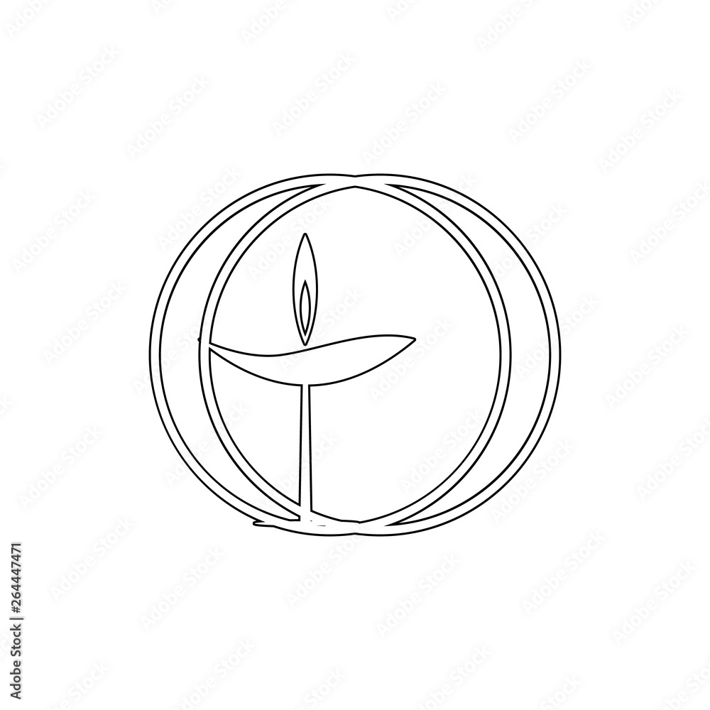 religion symbol, Unitarian, universalism outline icon. Element of ...