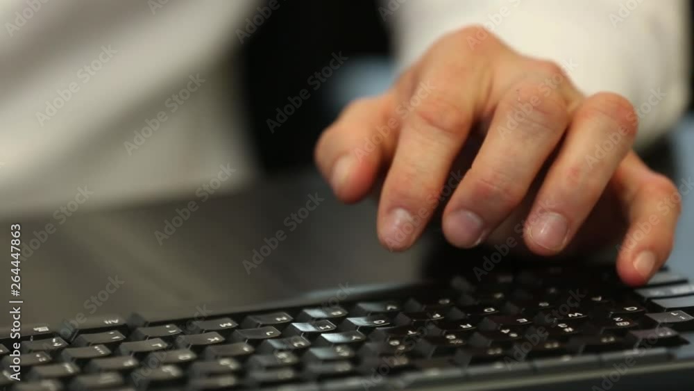 Typing man struggles with painful repetitive strain injury (RSI, Carpal ...