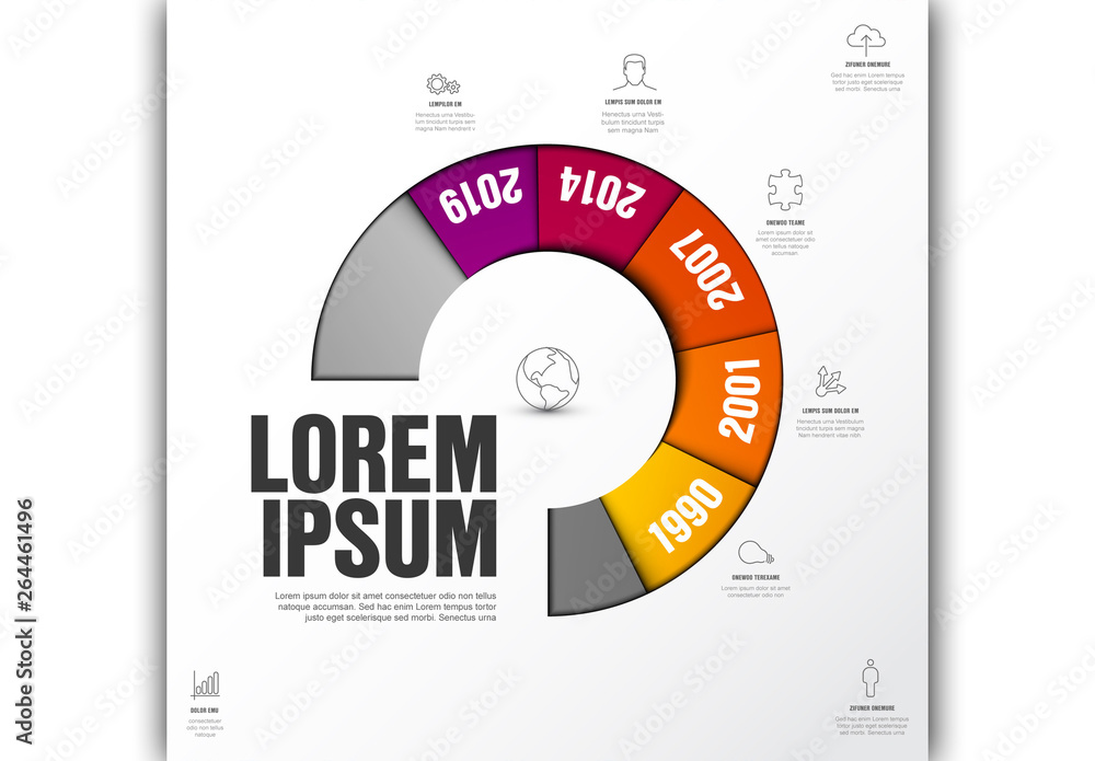 Circular Timeline Infographic with Red, Yellow, and Purple Accents ...
