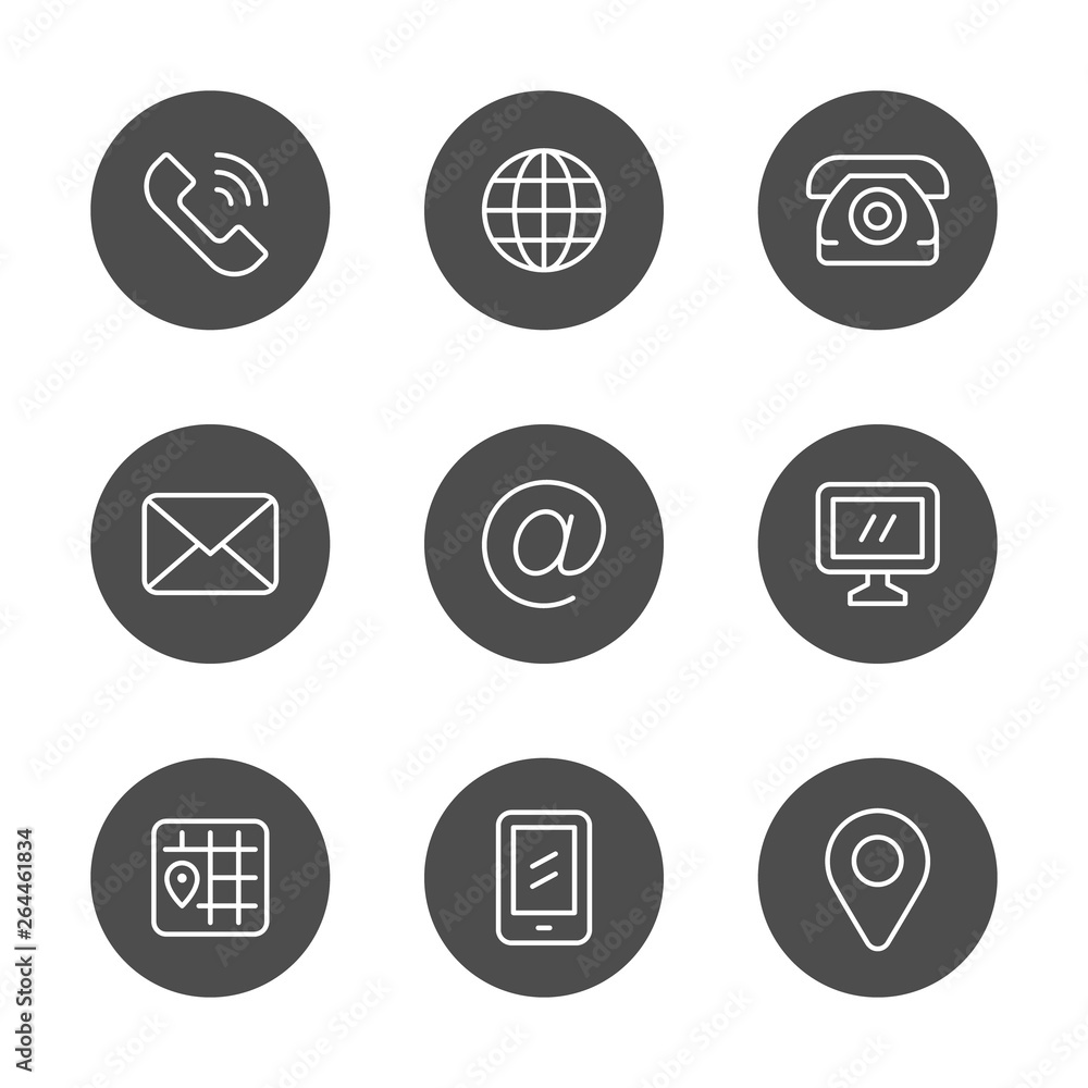 Set round icons of contact us Stock Vector | Adobe Stock