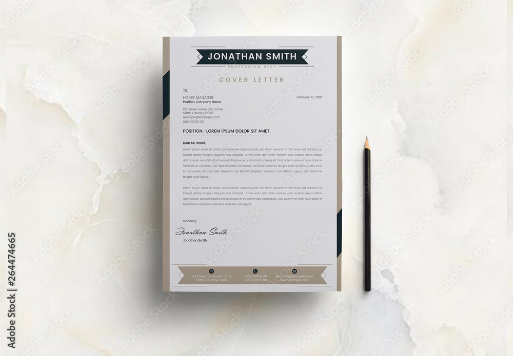 Cover Letter Letterhead Layout with Geometric Beige Accents Stock ...