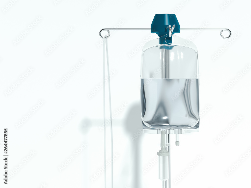 drop counter, infusion bottle, Infusion drip on white background. 3d ...