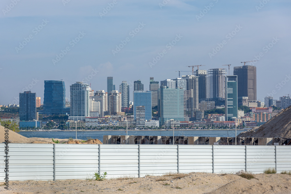 Luanda bay and seaside promenade at sunset, Marginal of Luanda, capital ...