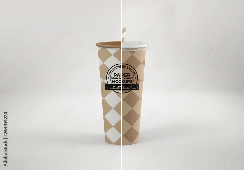 Paper Cup with Straw on White Mockup Stock Template | Adobe Stock