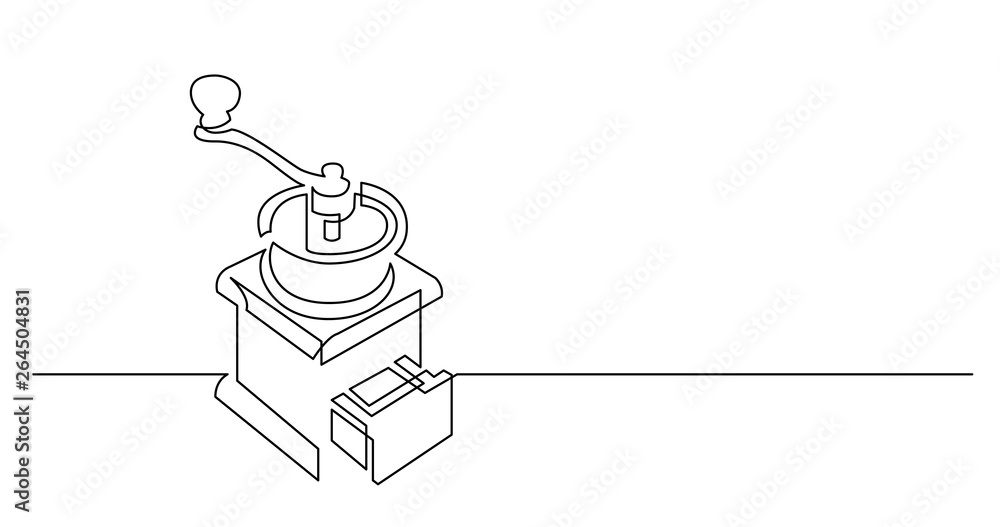 continuous line drawing of vintage manual coffee grinder Stock Vector ...