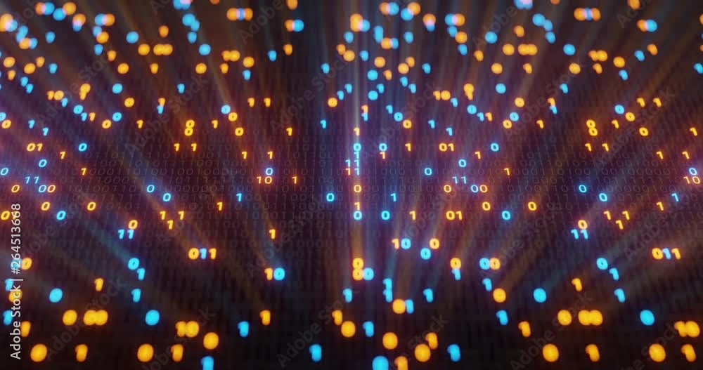 Abstract seamless blue and orange digital binary code matrix background ...