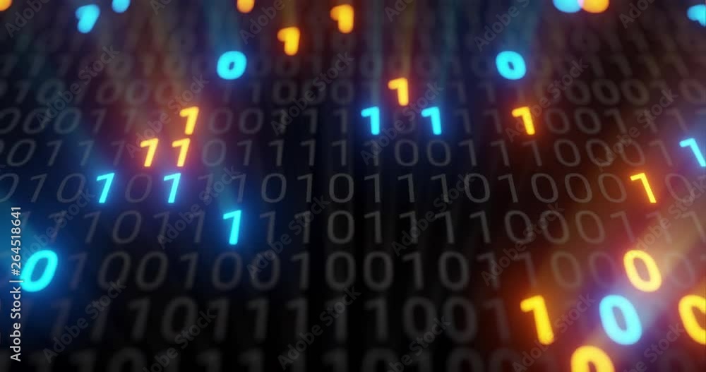 Abstract seamless blue and orange digital binary code matrix background ...