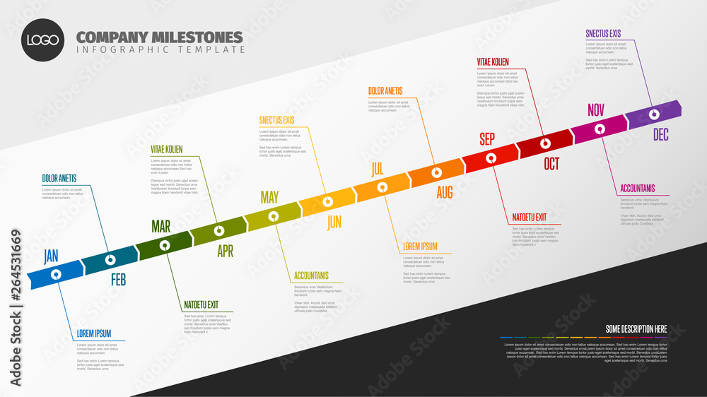 Full year timeline template Stock Vector | Adobe Stock