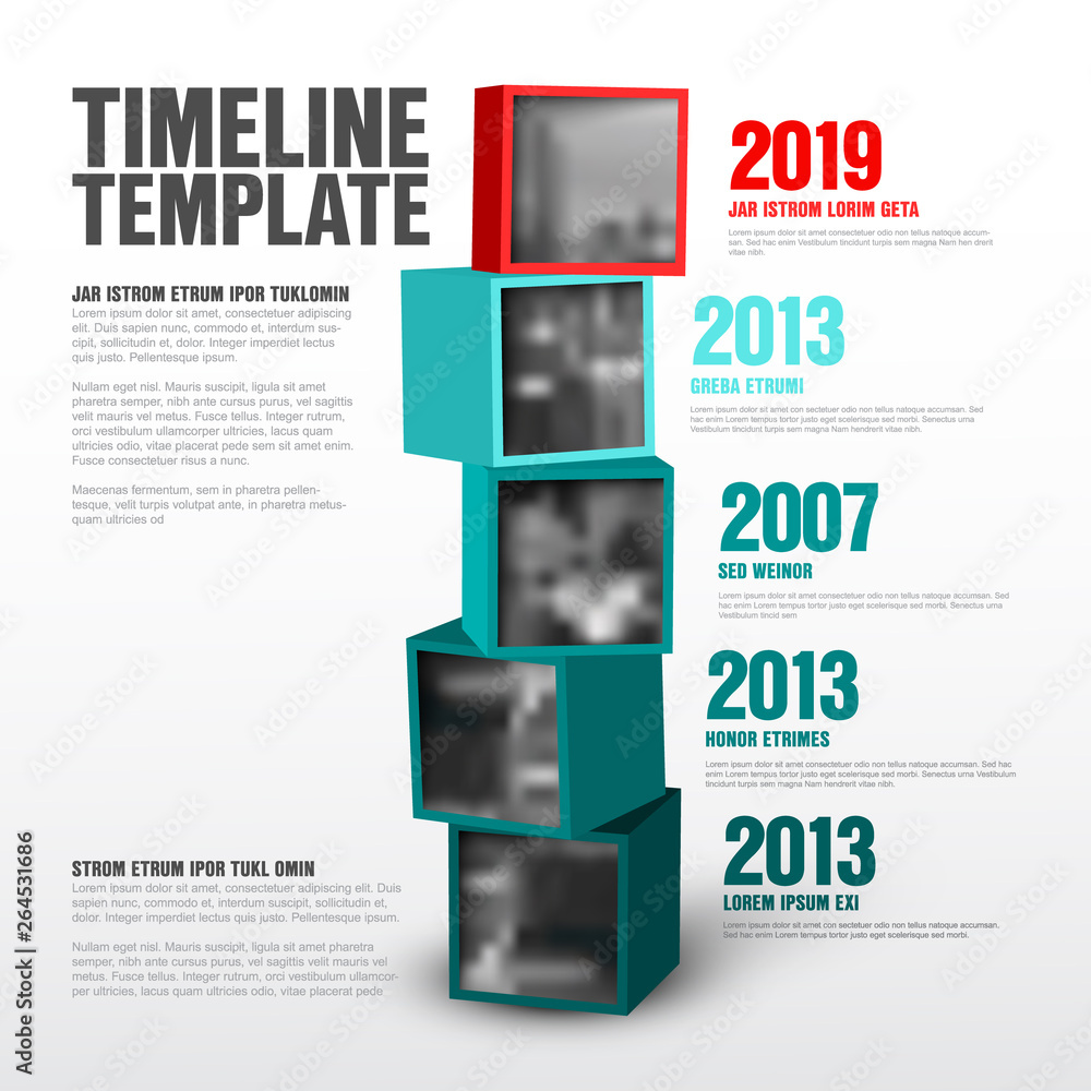 Timeline cubes with photos template Stock Vector | Adobe Stock