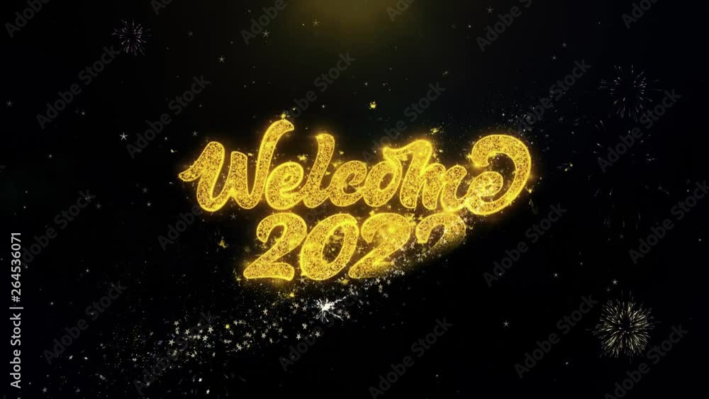 Vidéo Stock Welcome 2022 Written Gold Glitter Particles Spark Exploding ...