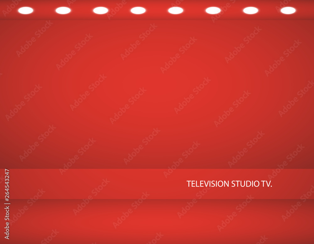 Studio background. Vector empty red studio for your design, spotlight ...