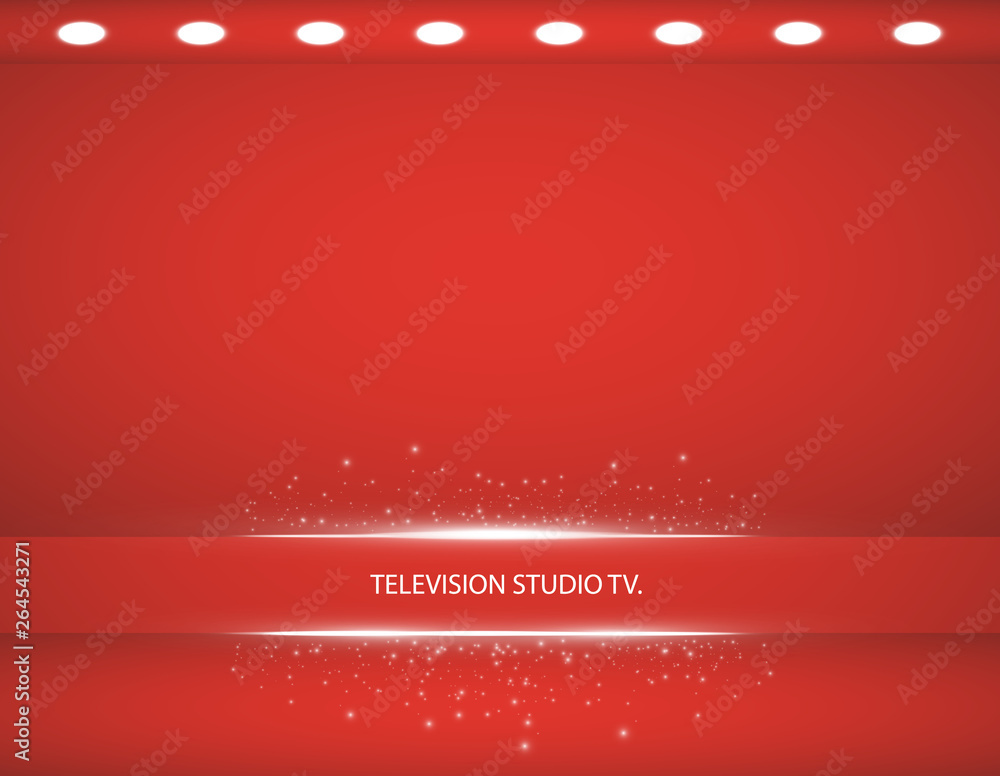 Studio background. Vector empty red studio for your design, spotlight ...