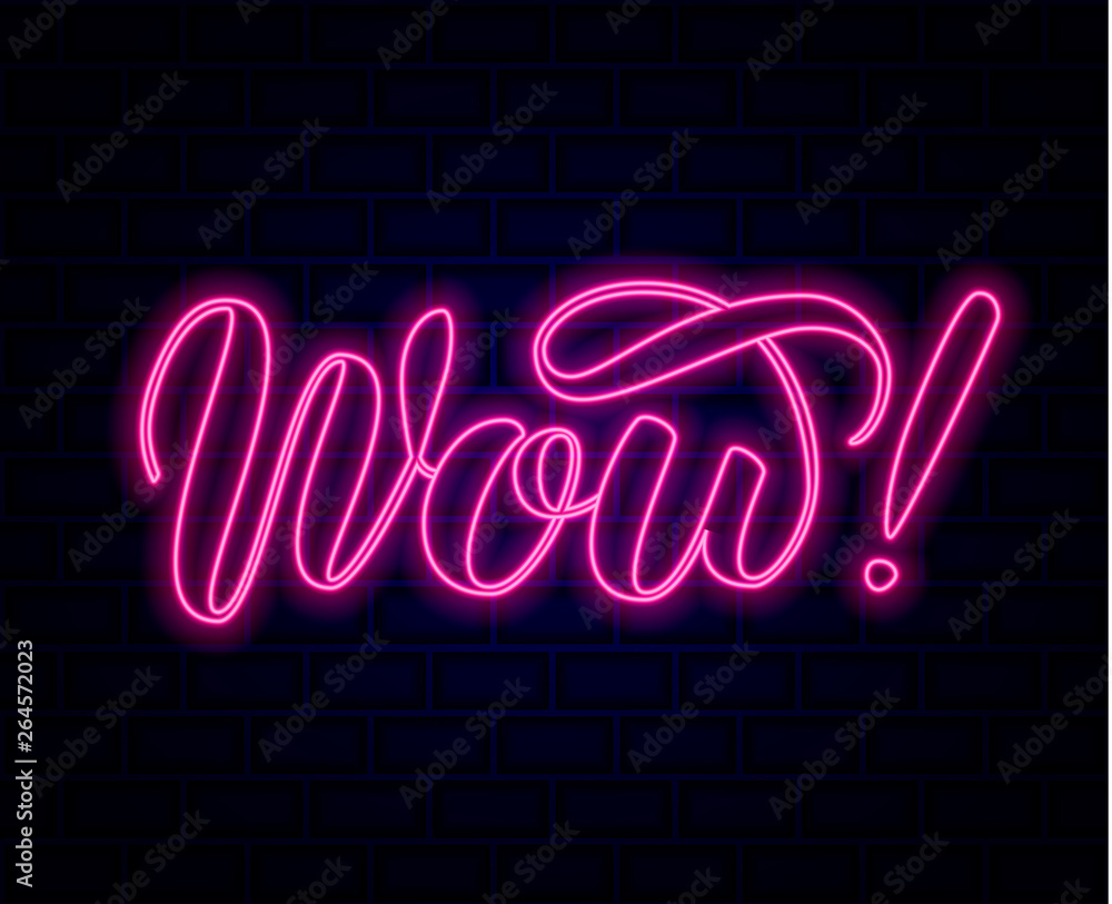 Wow lettering. Brick background for banner or poster. Vector ...